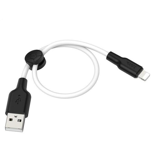 Кабель Hoco, USB-A to Lightning, 25 сантиметров, ток 2.4A, зарядка и передача данных, белый