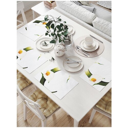 Салфетки на стол для сервировки прямоугольные, плейсмат JoyArty "Флористическая буква C", 32x46 см, в комплекте 4шт.