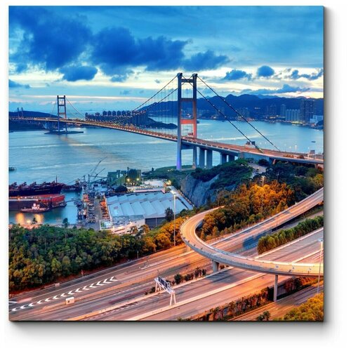 Модульная картина Великолепный вид на знаменитый мост Гонконга 100x100