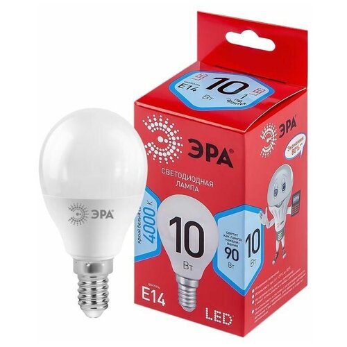 Лампа светодиодная ECO LED P45-10W-840-E14 (диод шар 10Вт нейтр. E14) ЭРА Б
