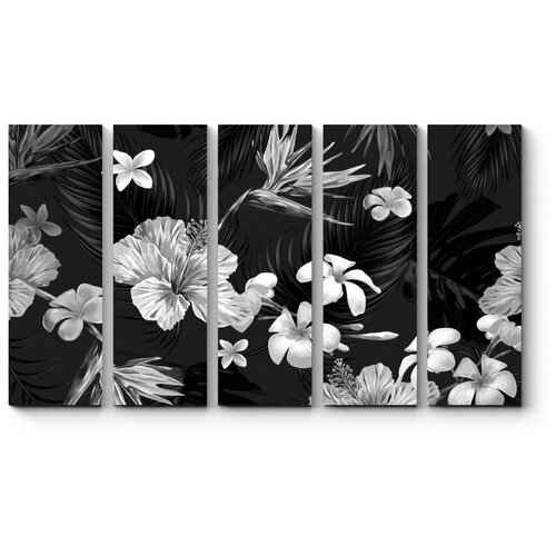 Модульная картина Черно-белый цветочный узор 170x102