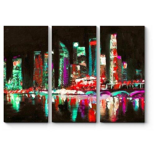 Модульная картина Ночной Сингапур маслом 130x93