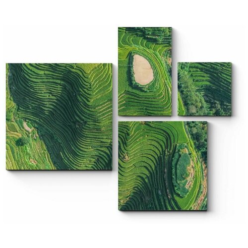 Модульная картина Линии рисовых полей 142x118