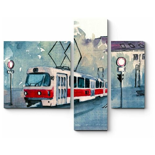 Модульная картина Акварельный трамвай140x116