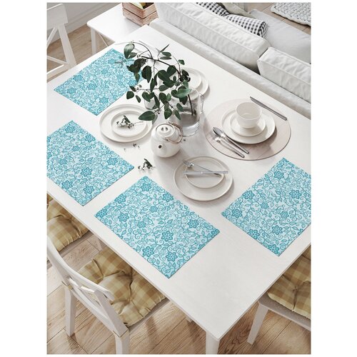 Салфетки на стол для сервировки прямоугольные, плейсмат JoyArty "Лианы цветов", 32x46 см, в комплекте 4шт.