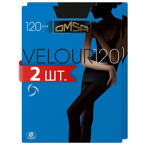 Колготки Omsa Velour, 120 den, 2 шт., размер 2/S, черный