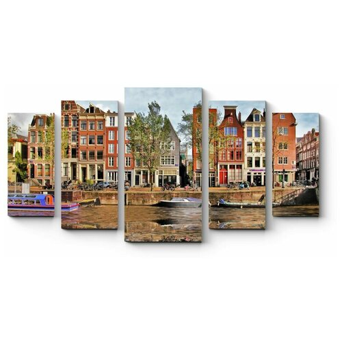 Модульная картина Зеркальная гладь канала, Амстердам 170x94