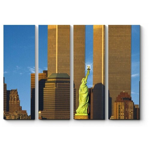 Модульная картина Всемирный торговый центр за Статуей Свободы100x75