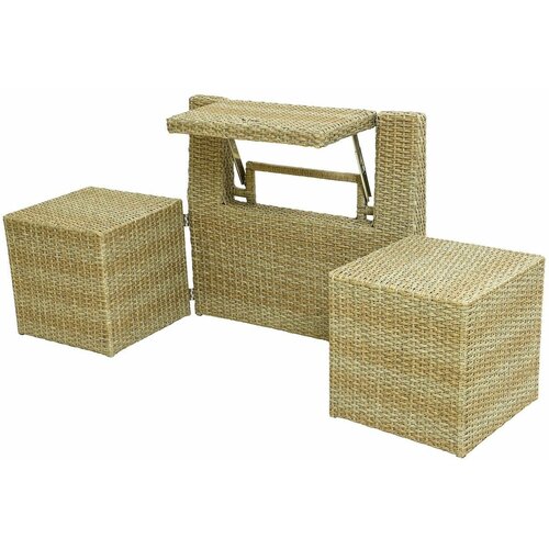Мебель для балкона и лоджии уголок для двоих, бежевый, искусственный ротанг, Kaemingk 840512