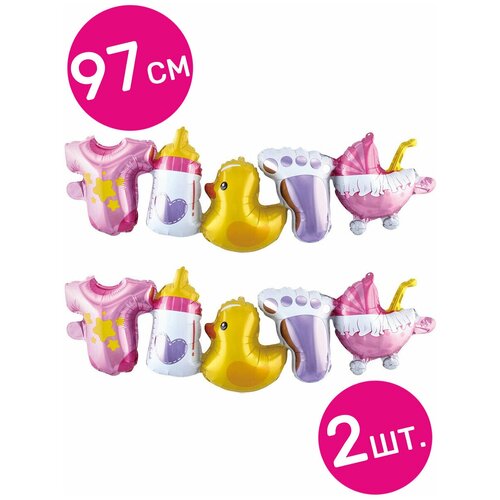 Воздушные шары фольгированные Falali фигурные, Гирлянда Для девочки, 96х27 см, 2 шт.