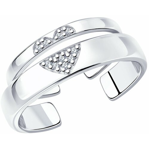 Кольцо Diamant online, серебро, 925 проба, фианит, размер 17.5-18.5, ширина 7 мм, бесцветный