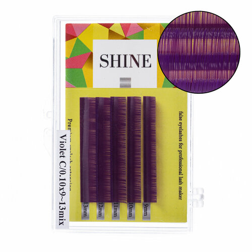 Ресницы цветные elSHINE (фиолетовые), 5 лент C 0.07 9-13 mm