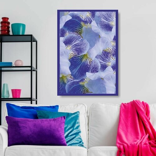 Постер для интерьера Синие Цветы Ирисы 40х50 см в тубусе ПолиЦентр