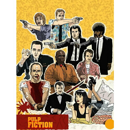 Плакат, постер на бумаге Pulp Fiction/Криминальное Чтиво/искусство/арт/абстракция/творчество. Размер 30 на 42 см