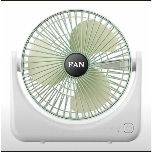 Портативный настольный вентилятор, цвет зеленый с белым/Вентилятор для дома, офиса, дачи и путешествий/ Мини вентилятор