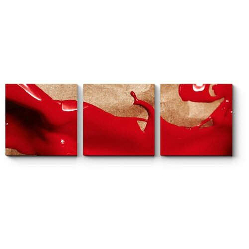 Модульная картина Красный и крафт 130x43