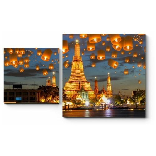 Модульная картина Волшебные небесные фонарики, Бангкок 60x36