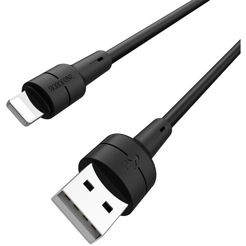 USB кабель BOROFONE BX30 Silicone Lightning 8-pin, 2,4A, 1м, силикон (черный)