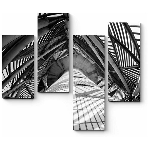 Модульная картина Винтовая черно-белая лестница124x116