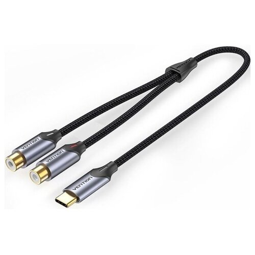 Переходник-разветвитель Vention гибкий USB-C M/2RCA F - 1м