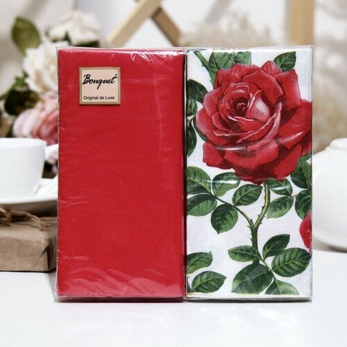 АртБукет Салфетки бумажные Bouquet Original de Luxe "Английская роза", 2 слоя,33x33, 20 листов