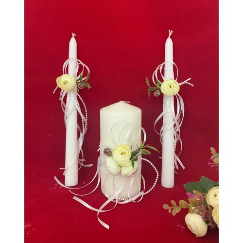 Свадебные свечи семейный очаг "белый пион"