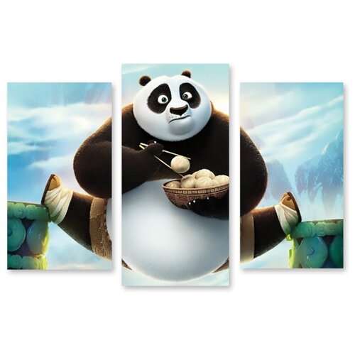 Модульная картина на холсте "Кунг-фу панда" 120x84 см