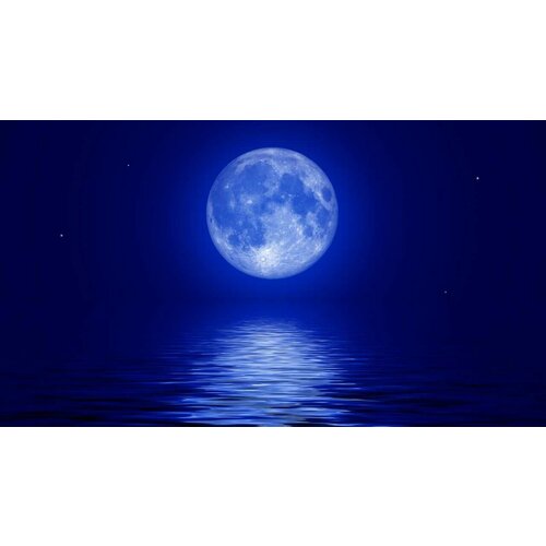 Картина на холсте 60x110 LinxOne "Природа Небо Луна Ночные ночью" интерьерная для дома / на стену / на кухню / с подрамником
