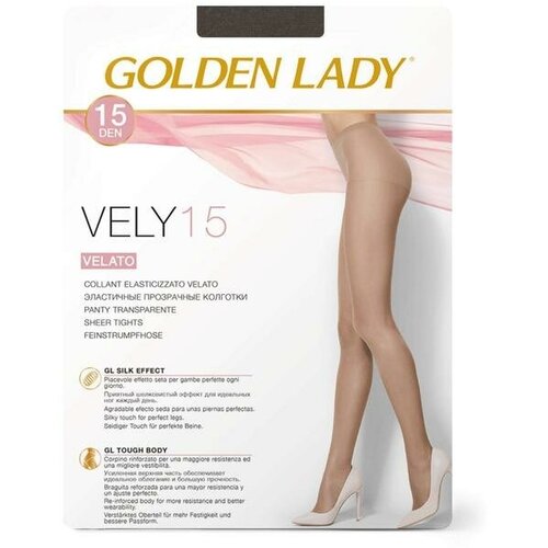 Колготки Golden Lady Vely, 15 den, размер 4/L, серый, черный