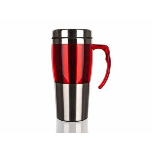 Термокружка / Автокружка металлическая с ручкой 450 мл / Кружка-термос для кофе и чая (красный)
