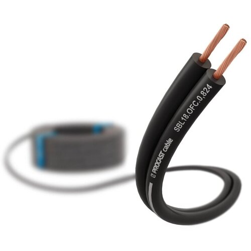 Инсталляционный черный акустический кабель 2х0,824mm² PROCAST Cable SBL 18. OFC 25м