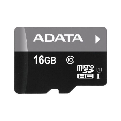 Карта памяти ADATA microSDHC 16 ГБ Class 10, V10, A1, UHS Class 1, R/W 60/10 МБ/с, адаптер на SD, 1 шт., черный