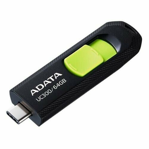 Флешка USB (Type-C) A-Data UC300 64ГБ, USB3.2, черный и зеленый [acho-uc300-64g-rbk/gn]