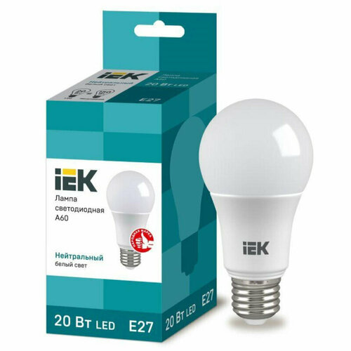 Лампа светодиодная IEK 20 Вт E27 грушевидная 4000 К нейтральный белый свет, 1324898