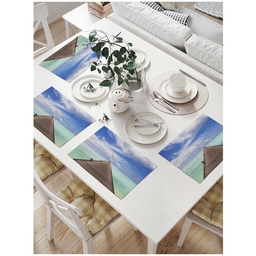 Салфетки на стол для сервировки прямоугольные, плейсмат JoyArty "Длинный морской причал", 32x46 см, в комплекте 4шт.
