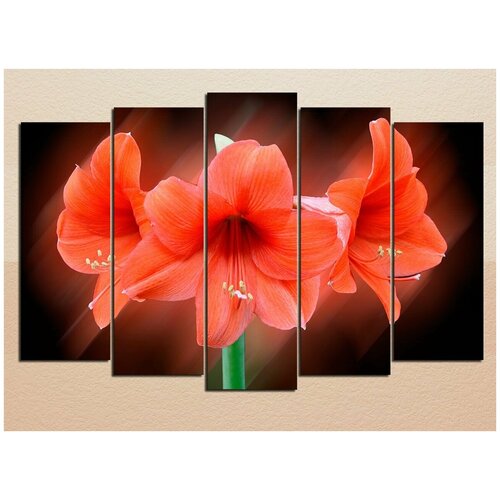 Модульная картина на Холсте - "Три красные лилии", размер 90х60 см
