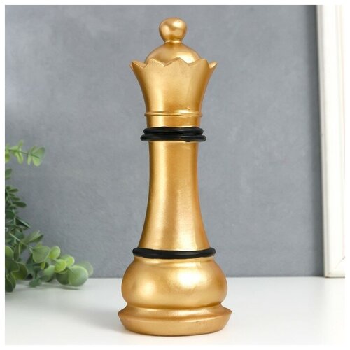 SUI Сувенир полистоун "Шахматная фигура. Ферзь" золотой с чёрным 26х9х9 см
