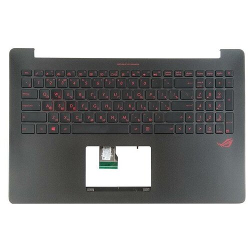 Клавиатура ZeepDeep для ноутбука Asus N501JW с топкейсом, черная с подсветкой, красные буквы, с динамиками, с креплением под HDD [90NB0873-R31RU0]