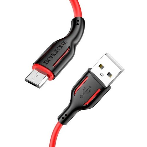 Кабель Borofone BX63, microUSB - USB, 2.4 А, 1 м, TPE оплётка, красный