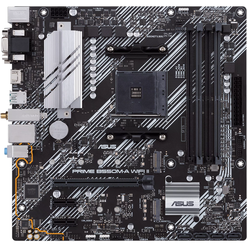 ASUS Материнская плата Asus PRIME B550M-A WIFI II Soc-AM4 AMD B550 4xDDR4 mATX AC`97 8ch(7.1) GbLAN RAID+VGA+DVI+HDMI