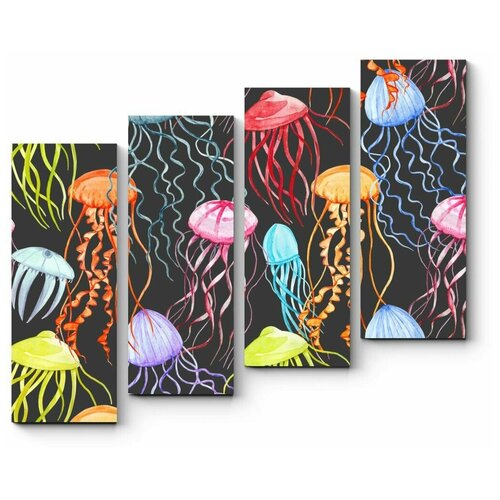 Модульная картина Разноцветные медузы80x69
