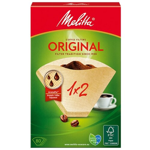 Фильтры бумажные для заваривания кофе 1х2/80, Melitta, коричневые