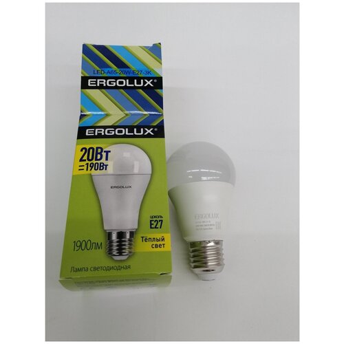 Лампа светодиодная LED-A65-20W-E27-3K Ergolux теплый свет