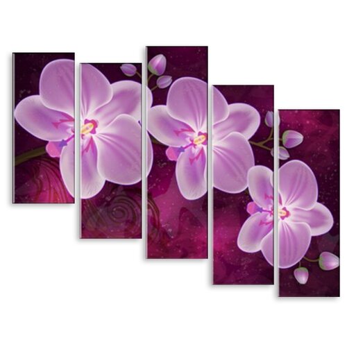 Модульная картина на холсте "Фиолетовые цветы" 120x97 см