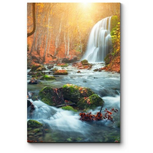 Модульная картина Прекрасный осенний водопад 80x120
