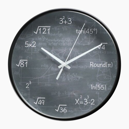 Часы настенные, серия: Интерьер, "Математические", плавный ход, d-25 см, АА