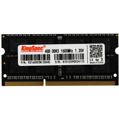 Память DDR3L 4Gb 1600MHz Kingspec KS1600D3N13504G RTL PC3-12800 CL11 SO-DIMM 204-pin 1.35В