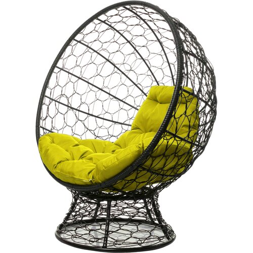 Кресло садовое M-Group Кокос на подставке ротанг чёрное 11590411 желтая подушка