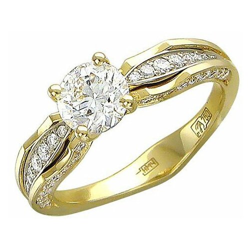 Кольцо помолвочное Эстет, комбинированное золото, 750 проба, бриллиант, размер 17
