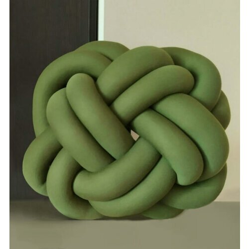 Современная декоративная подушка-узел 30х30 см/Интерьерная подарочная диванная подушка ручной работы оливкового цвета/Кельтский узел(ТК0100)